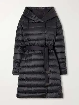 Max Mara Novef Reversible Quilted Satin Down Coat - Black