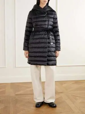 Max Mara Novef Reversible Quilted Satin Down Coat