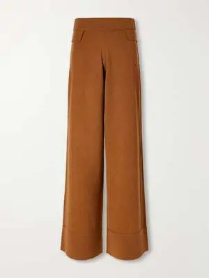 ALLUDE Wool And Cashmere-blend Mid-rise Wide-leg Pants - Brown