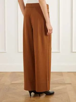ALLUDE Wool And Cashmere-blend Mid-rise Wide-leg Pants