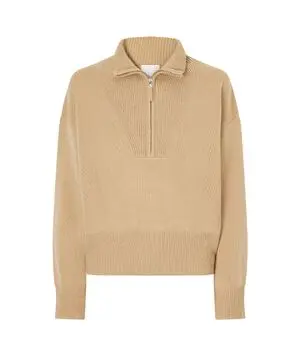 ALLUDE Troyer Cashmere Half-zip Polo Sweater