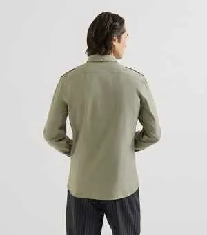 Brunello Cucinelli Cotton Garment-dyed Chevron Shirt