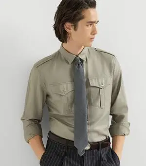 Brunello Cucinelli Cotton Garment-dyed Chevron Shirt