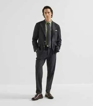 Brunello Cucinelli Cotton Garment-dyed Chevron Shirt