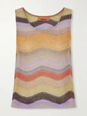 Missoni Striped Metallic Crochet-knit Tank Top - Multi