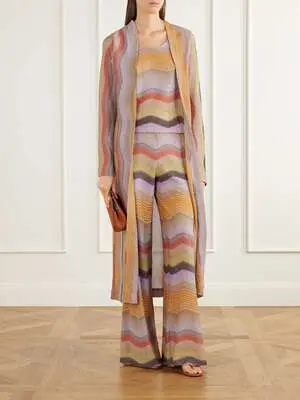 Missoni Striped Metallic Crochet-knit Cardigan