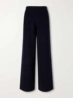 ALLUDE Wool And Cashmere-blend Wide-leg Pants - Navy
