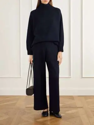 ALLUDE Wool And Cashmere-blend Wide-leg Pants