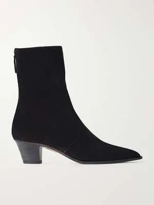 AQUAZZURA Brunswick Bootie 45 Suede Ankle Boots - Black
