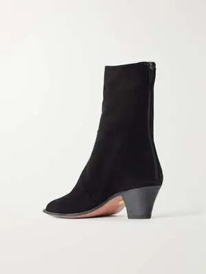 AQUAZZURA Brunswick Bootie 45 Suede Ankle Boots - Black