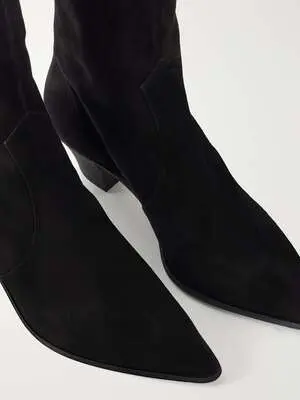 AQUAZZURA Brunswick Bootie 45 Suede Ankle Boots - Black