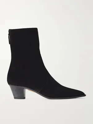AQUAZZURA Brunswick Bootie 45 Suede Ankle Boots - Black