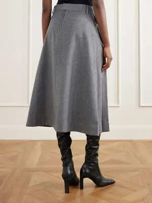 Co Brushed Pleated Virgin Wool And Cashmere-blend Midi Skirt
