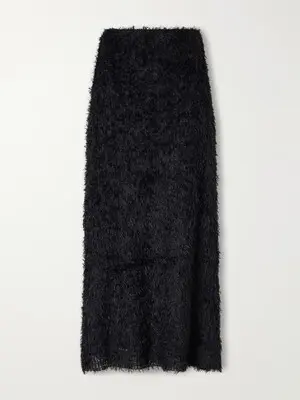 ABADIA Plush Midi Skirt - Black