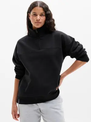 Athleta Forever Fleece 1/4 Zip Sweatshirt - Black