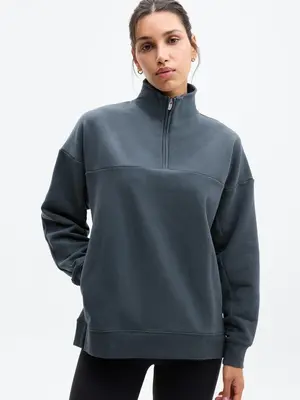 Athleta Forever Fleece 1/4 Zip Sweatshirt - Nightfall