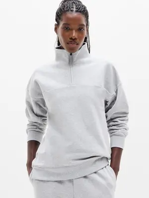 Athleta Forever Fleece 1/4 Zip Sweatshirt - Grey