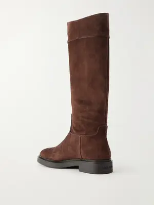AQUAZZURA Ride 30 Paneled Suede Knee Boots - Brown