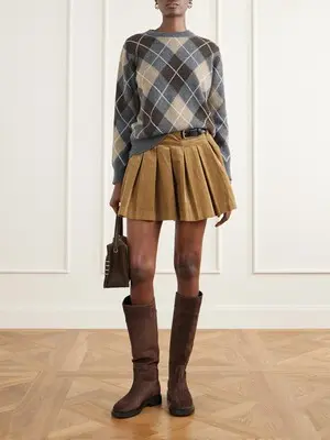 AQUAZZURA Ride 30 Paneled Suede Knee Boots - Brown