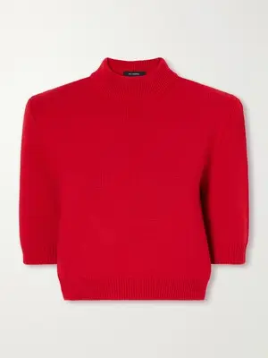 WILLY CHAVARRIA Chavela Cropped Wool Sweater - Red