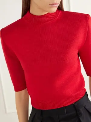 WILLY CHAVARRIA Chavela Cropped Wool Sweater - Red