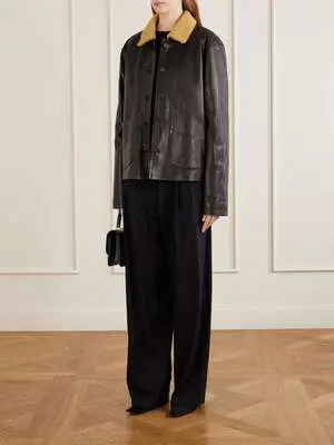 Khaite August Pleated Wool-blend Straight-leg Pants