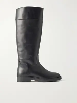 AQUAZZURA Ride 30 Paneled Leather Knee Boots - Black