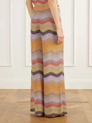 Missoni Striped Metallic Crochet-knit Wide-leg Pants