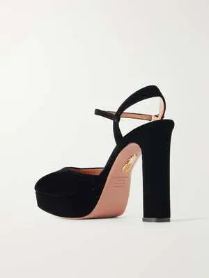 AQUAZZURA Amira 110 Velvet Pumps