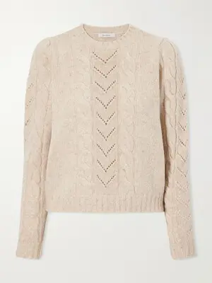 Max Mara Samba Cable-knit Wool And Cashmere-blend Sweater - Neutrals