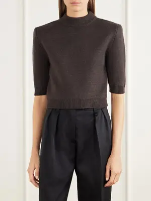 WILLY CHAVARRIA Chavela Cropped Wool Sweater - Brown