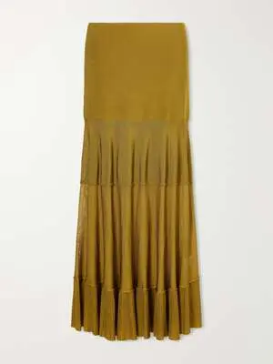 Altuzarra Gorrell Tiered Stretch-knit Maxi Skirt - Chartreuse