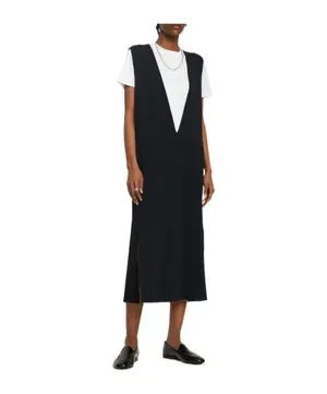 JIL SANDER Interlock Deep V Neck Midi Dress