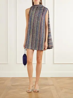 Missoni Sequin-embellished Striped Metallic Crochet-knit Mini Dress - Multi