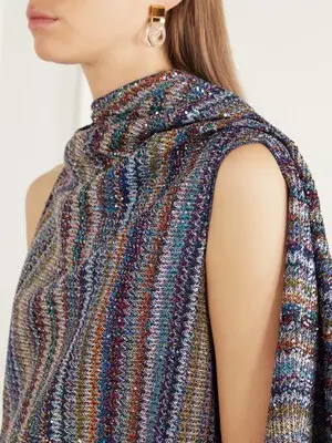 Missoni Sequin-embellished Striped Metallic Crochet-knit Mini Dress - Multi