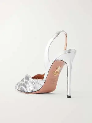 AQUAZZURA Ce Soir 105 Slingback Sequin-embellished Leather Sandals