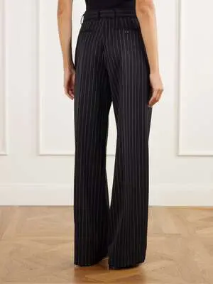 Dolce & Gabbana Pleated Striped Wool-blend Wide-leg Pants