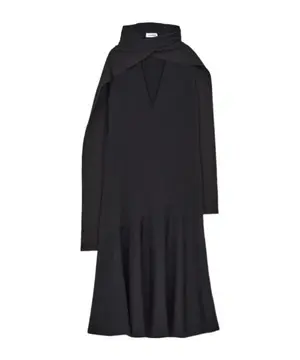 JIL SANDER Fine Knit Wool Blend Midi Dress