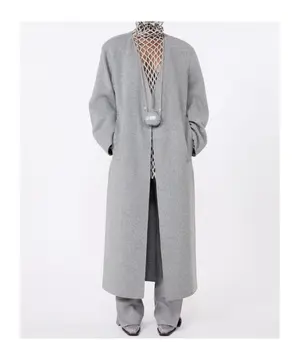 Sportmax Long Pure Wool Coat Medium Grey - Medium Gray