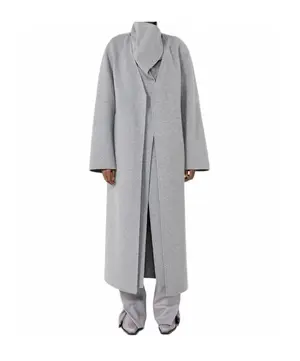Sportmax Long Pure Wool Coat Medium Grey - Medium Gray