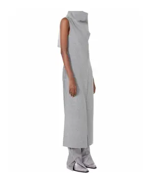 Sportmax Long Pure Wool Coat Medium Grey - Medium Gray