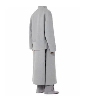 Sportmax Long Pure Wool Coat Medium Grey - Medium Gray