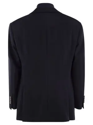Brunello Cucinelli Removable-gilet Single-breasted Wool Blazer - Navy Blue