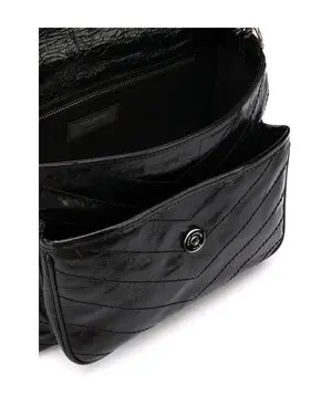 Saint Laurent Niki Medium Retro Leather Shoulder Backpack - Black