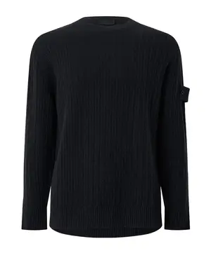 Stone Island Vertical Rib Crew Neck Knit Sweater - No