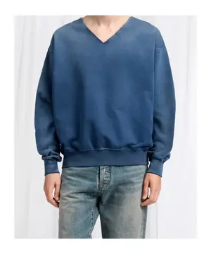 MAISON MARGIELA Washed V-neck Cotton Sweatshirt
