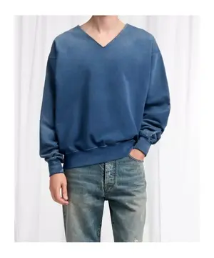 MAISON MARGIELA Washed V-neck Cotton Sweatshirt