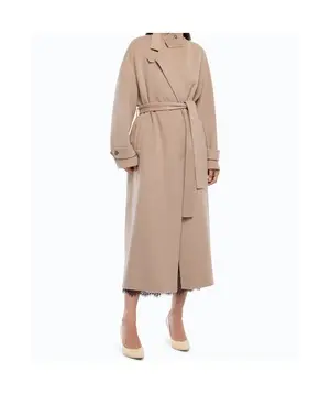 Pinko Coat In Double-layered Wool-blend Cloth With Belt