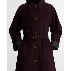 Barbour Long Dark Burgundy Trench Coat
