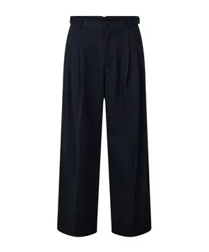 Emporio Armani High-waisted Wide-leg Trousers - Navy